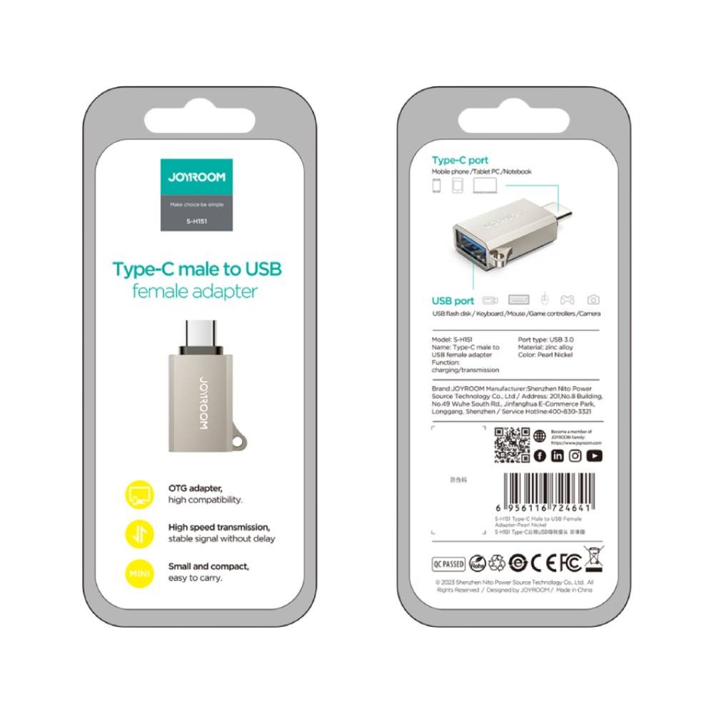 ตัวแปลง JOYROOM Adapter USB-C Male to USB-A Female (S-H151)