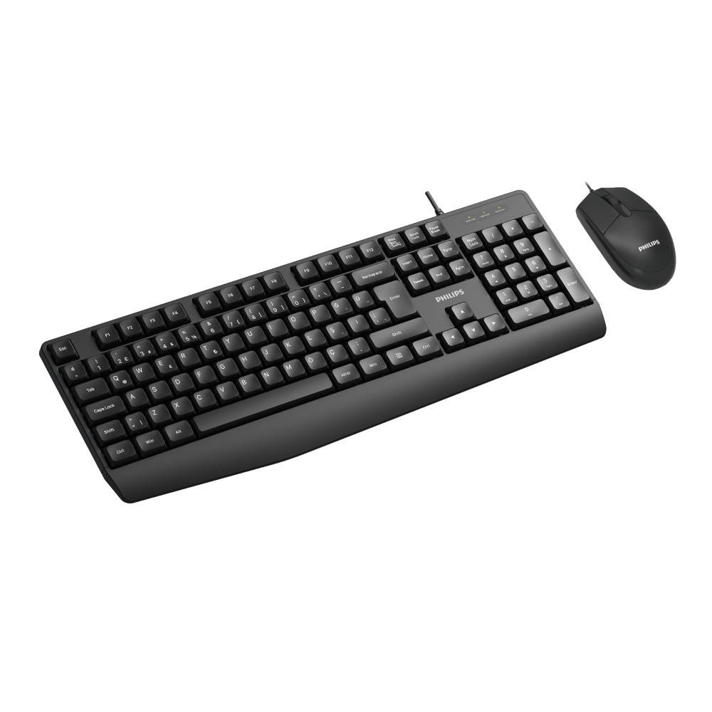 เมาส์และคีย์บอร์ด Philips Wired Keyboard SPT6237 Black