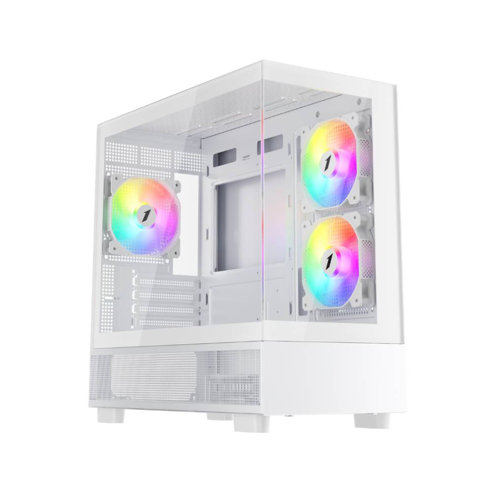 เคสคอมพิวเตอร์ 1STPLAYER Miki Mi5 Tempered Glass MATX White