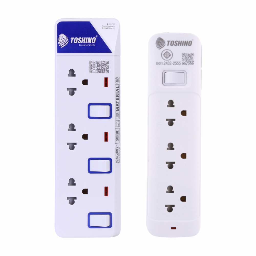 ปลั๊กไฟ Toshino TIS Plug 3 Way 3 Switch 3M+SO32 White