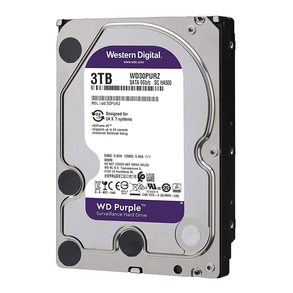 ฮาร์ดดิสก์กล้องวงจรปิด WD Purple 3TB - 5400RPM SATA III