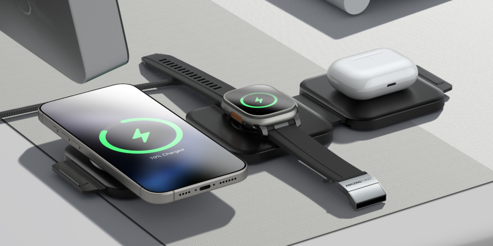 ที่ชาร์จไร้สาย AMAZINGthing 3-in-1 Qi2 Wireless Charger Foldable ...