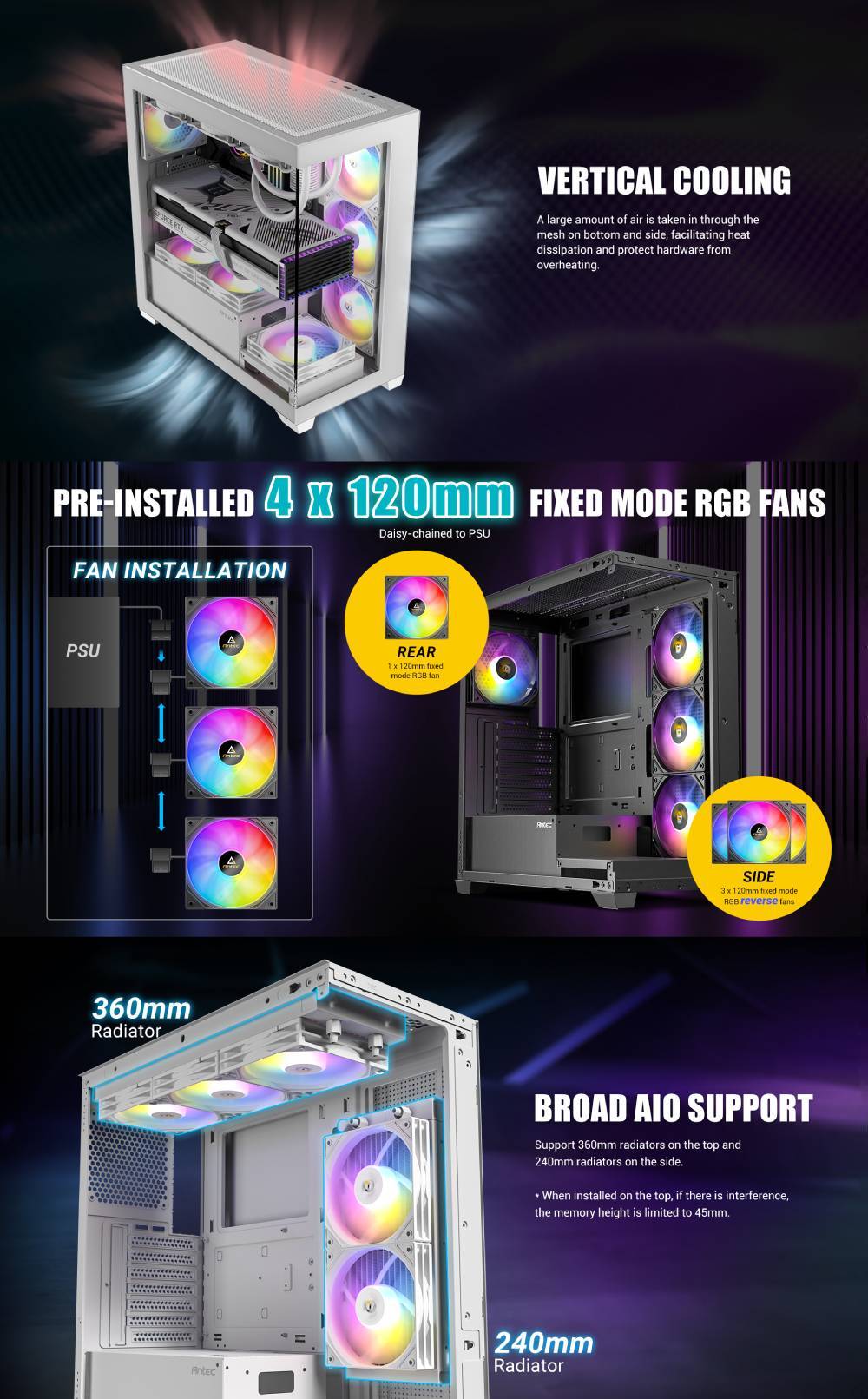 เคสคอมพิวเตอร์ Antec CX300 RGB ELITE White