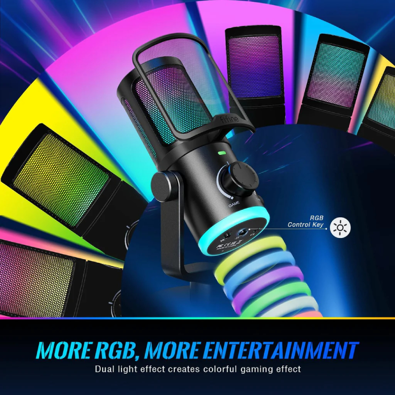 ไมโครโฟน Fifine AM6W USB Condenser Mic RGB Controls White