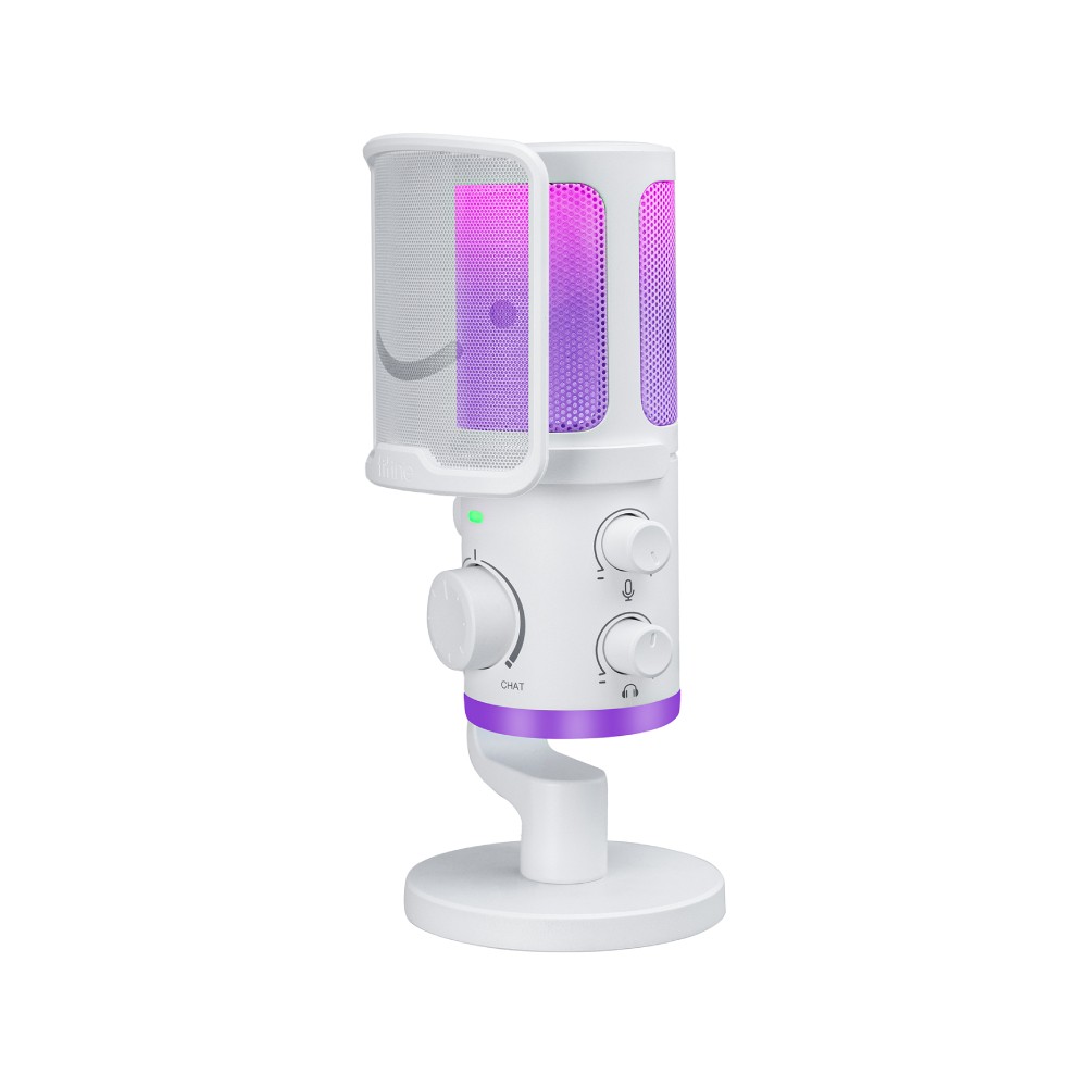 ไมโครโฟน Fifine AM6W USB Condenser Mic RGB Controls White