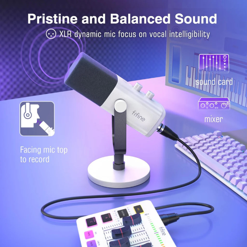 ไมโครโฟน Fifine AM8P USB Dynamic Mic BasedStand RGB Pink | Education ...