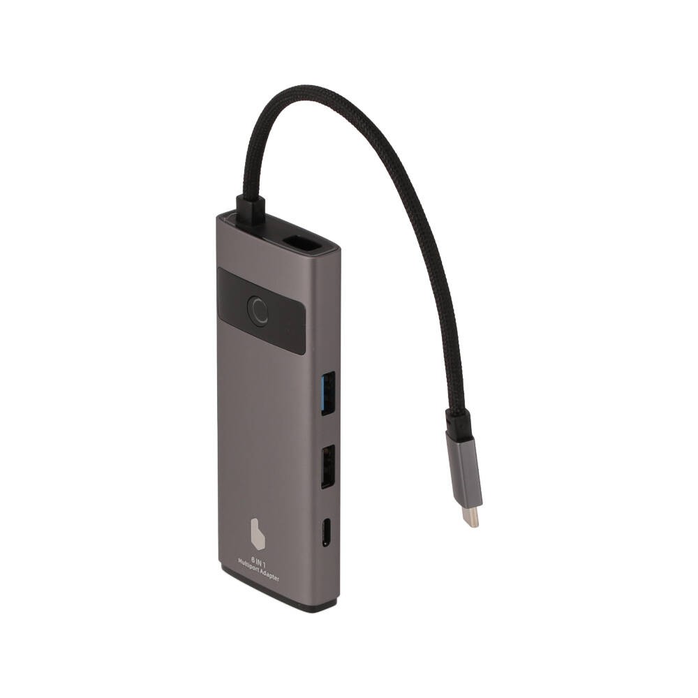 Blue Box Port Hub USB Type-C 6-in-1 Screen On/Off button Grey