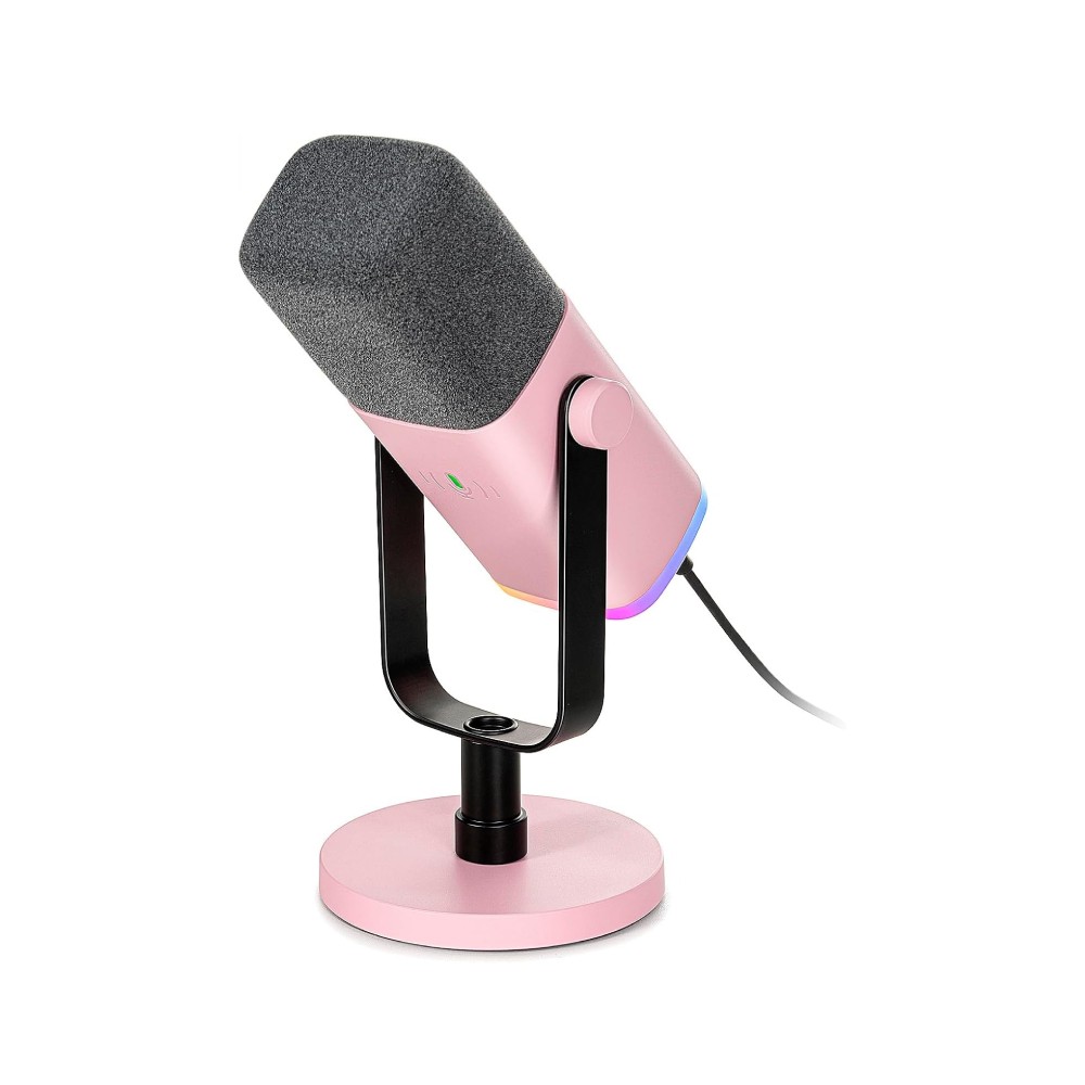 ไมโครโฟน Fifine AM8P USB Dynamic Mic BasedStand RGB Pink