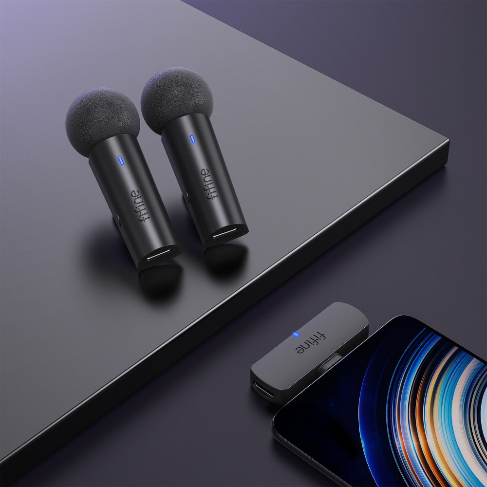 ไมโครโฟน Fifine M8 USB-C Dual Wireless Lapel Mic Black