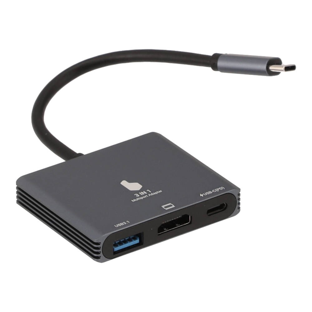 Blue Box Port Hub USB Type-C Hub 3-in-1 Silver Grey