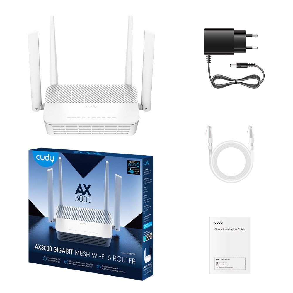 Cudy WR3000S AX3000 Dual Band Gigabit Mesh Wi-Fi 6 Router