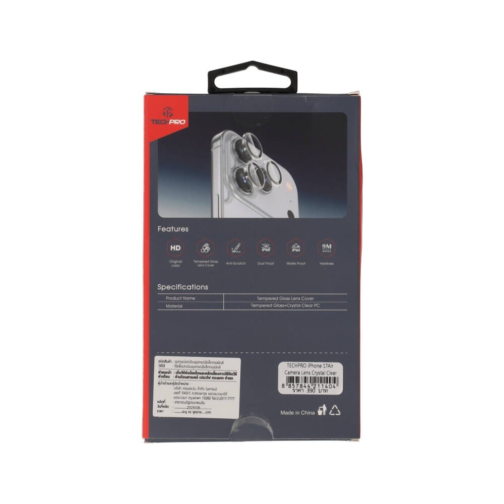 ฟิล์มกันเลนส์ TECHPRO Camera Lens Crystal Clear iPhone Air