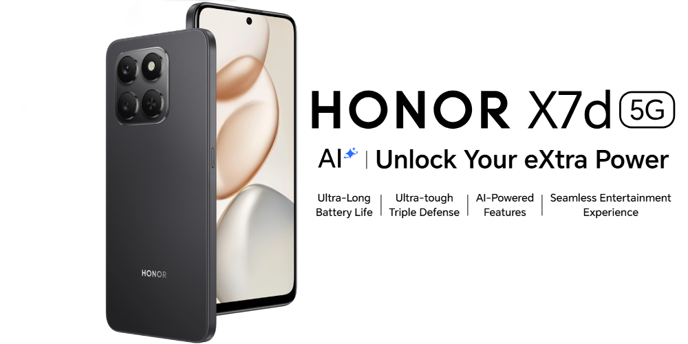 Honor X7d 5G สมาร์ทโฟน AI กันน้ำ IP65 ชิป Snapdragon 6s