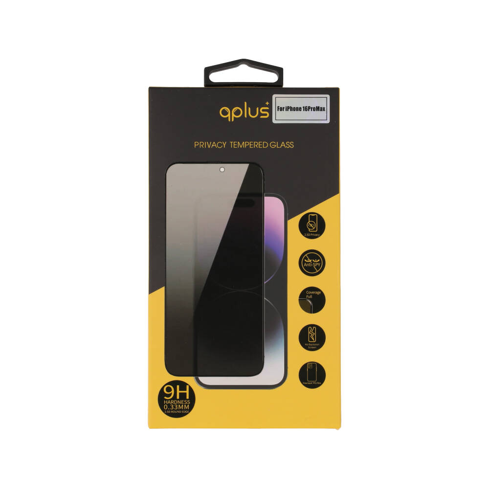 ฟิล์มกันรอย QPLUS TG Film iPhone 16 Pro Max 2.5D Privacy Full Coverage
