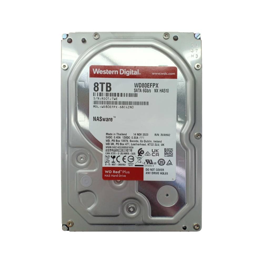 ฮาร์ดดิสก์ WD 8TB Red Plus 5640rpm 256MB for NAS (WD80EFPX)