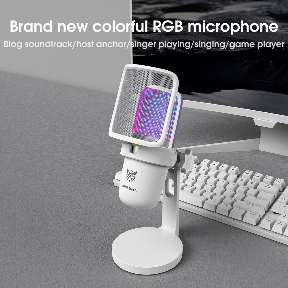 ไมโครโฟน Onikuma Microphone Hoko RGB M730 White