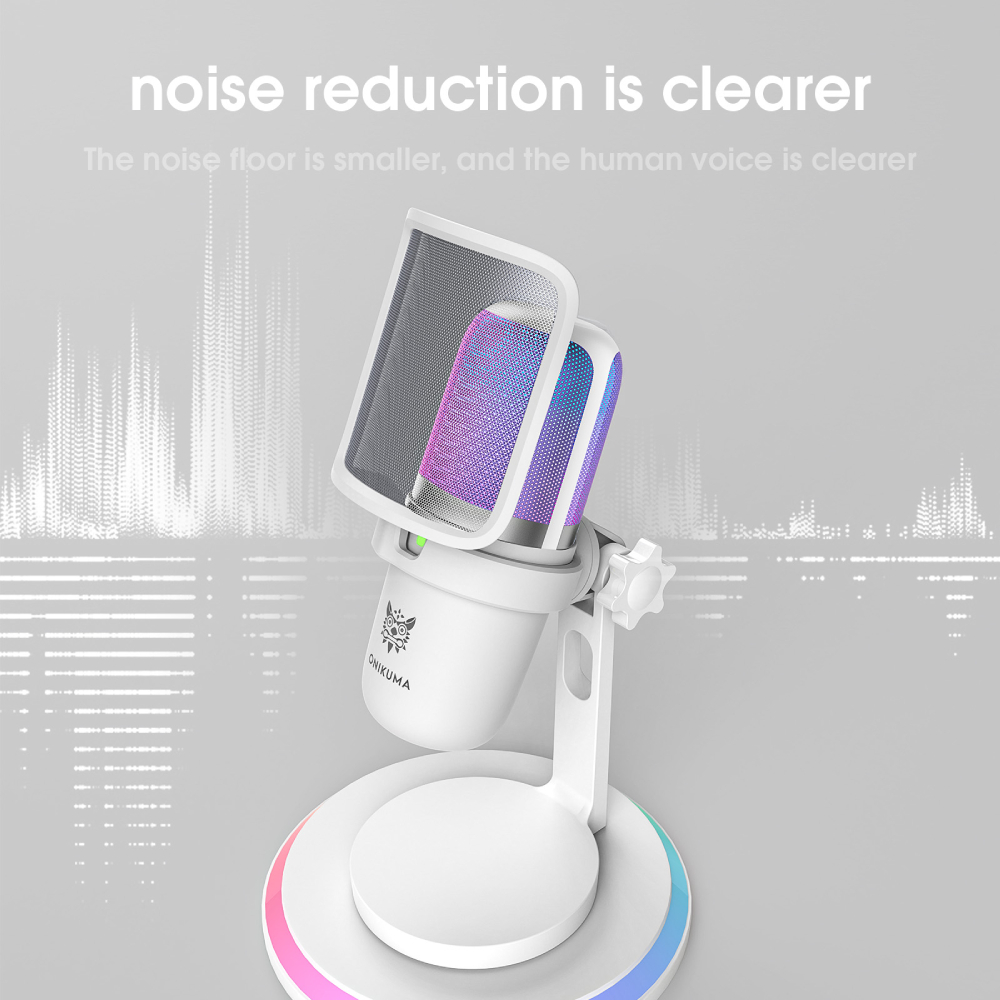 ไมโครโฟน Onikuma Microphone Hoko RGB M730 White
