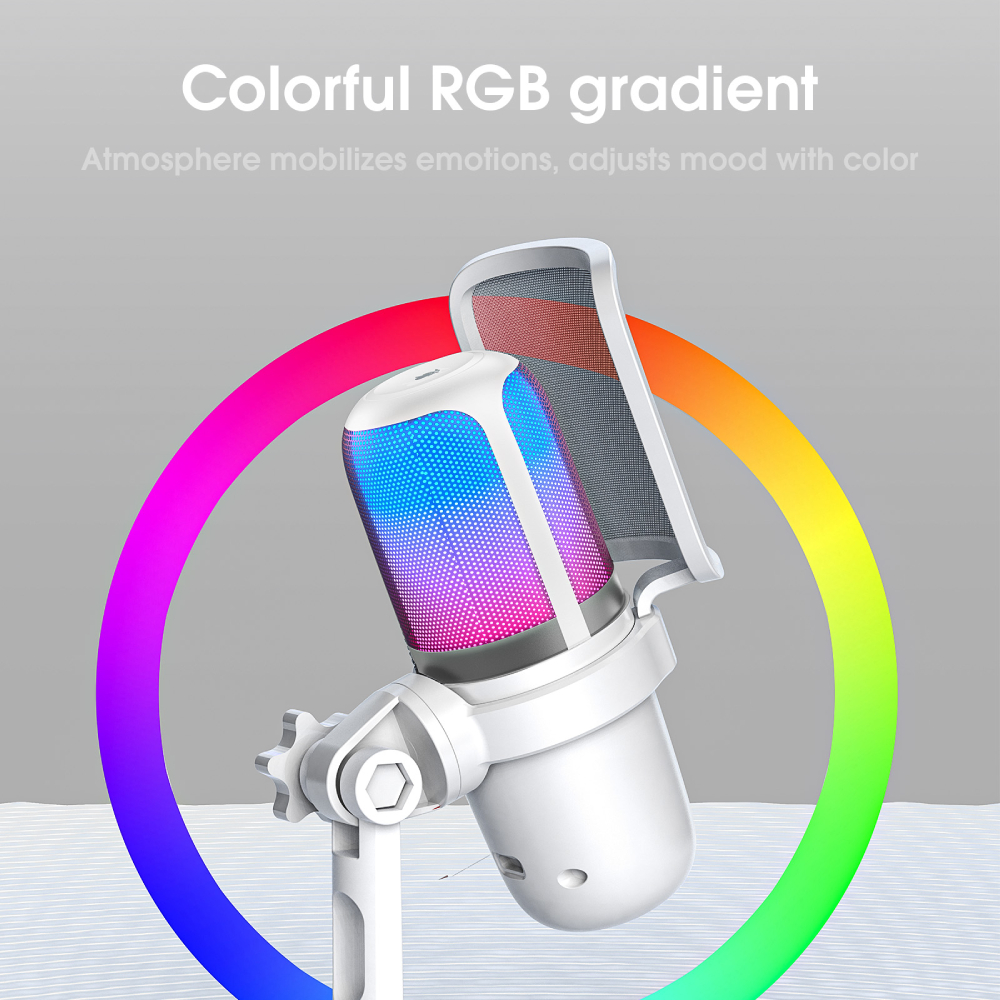 ไมโครโฟน Onikuma Microphone Hoko RGB M730 White