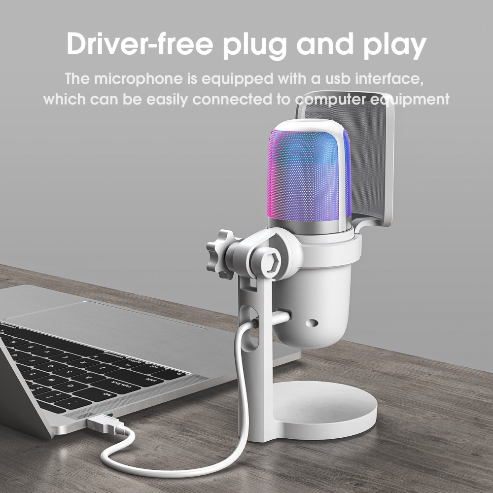 ไมโครโฟน Onikuma Microphone Hoko RGB M730 White