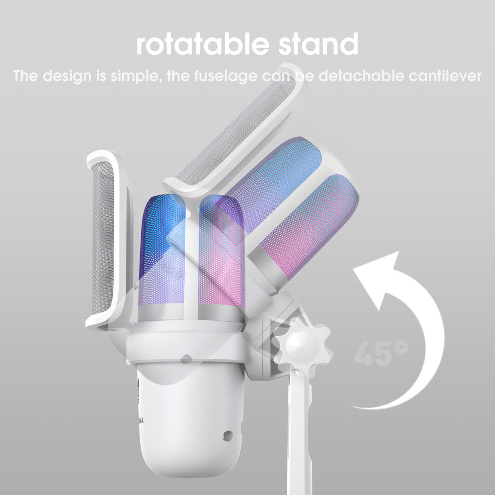 ไมโครโฟน Onikuma Microphone Hoko RGB M730 White