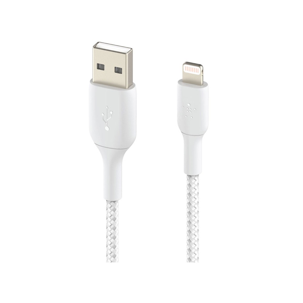 สายชาร์จ Belkin Lightning Cable Double Nylon Braided 1M. White ...