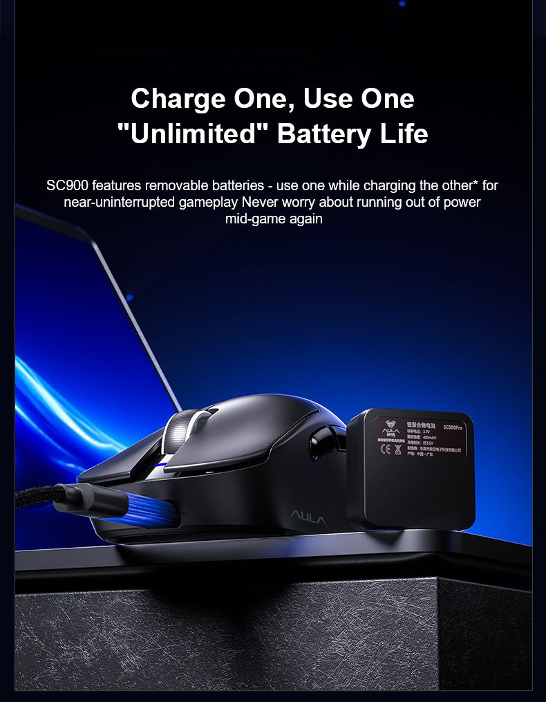 เมาส์เกมมิ่ง AULA SC900 Max Red 30,000 DPI 8000Hz Wireless