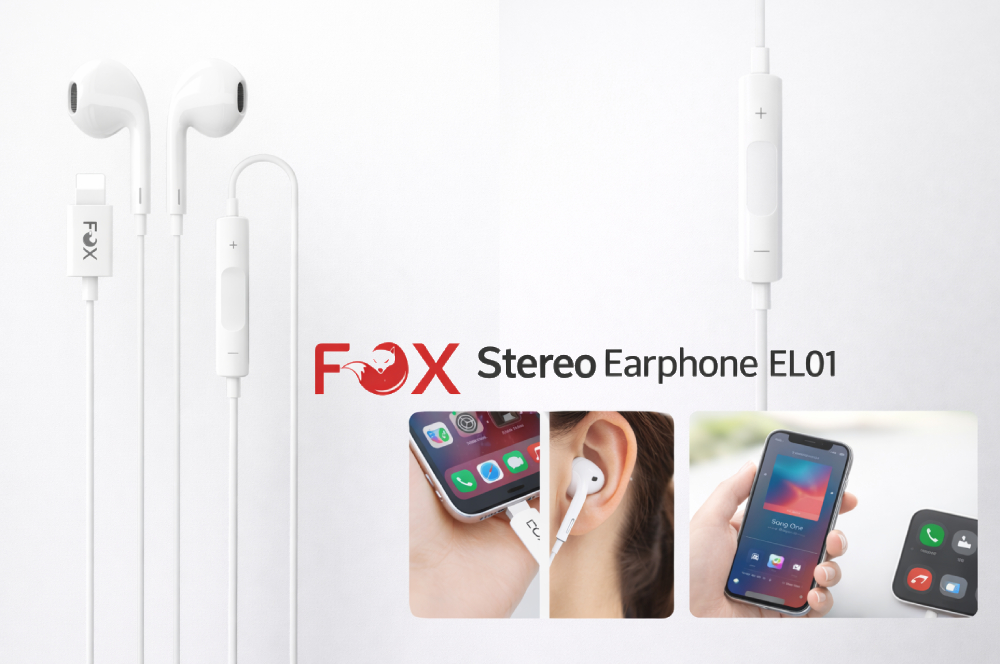หูฟัง FOX รุ่น EL01 สีขาว Lightning สำหรับ iPhone