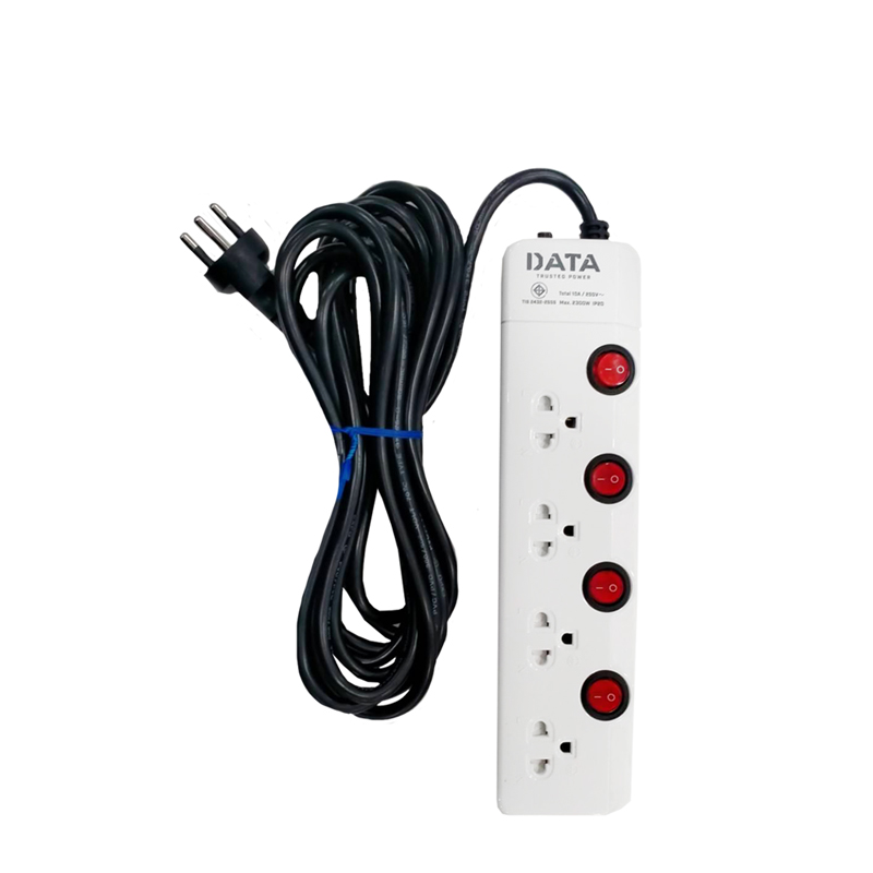 DATA Plug 4 Way 4 Switch 3M. HM4496M3W White