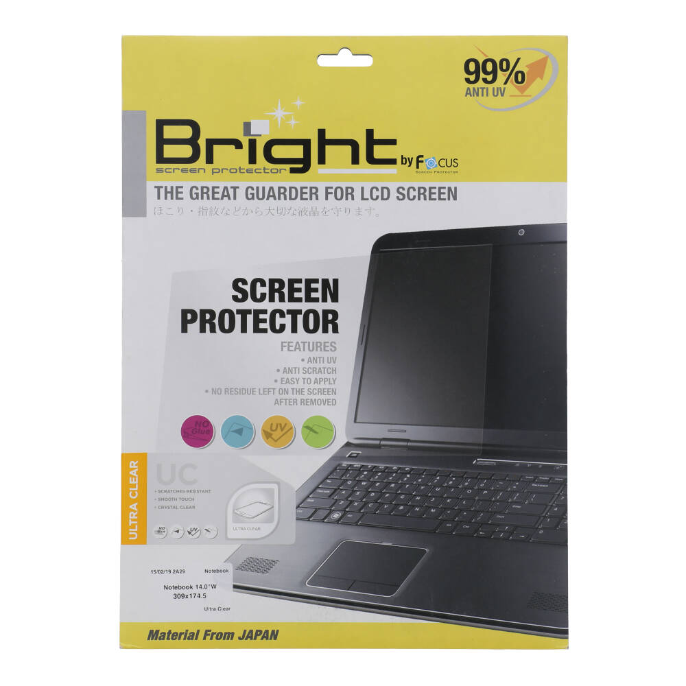 ฟิลม์กันรอย,กระจกนิรภัย Bright Film Crysta Clear for Notebook 14 inch ...